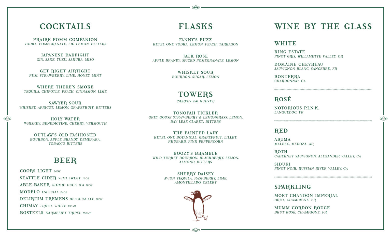 Atomic Saloon Show Menus - Spiegelworld