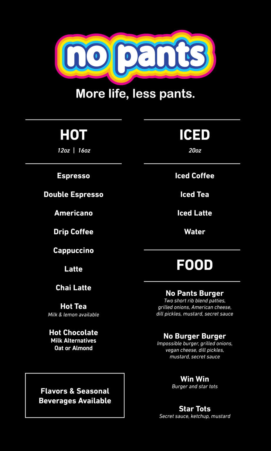 No Pants Menus - Spiegelworld
