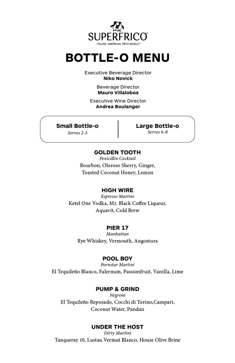 Superfrico Las Vegas Menus - Spiegelworld