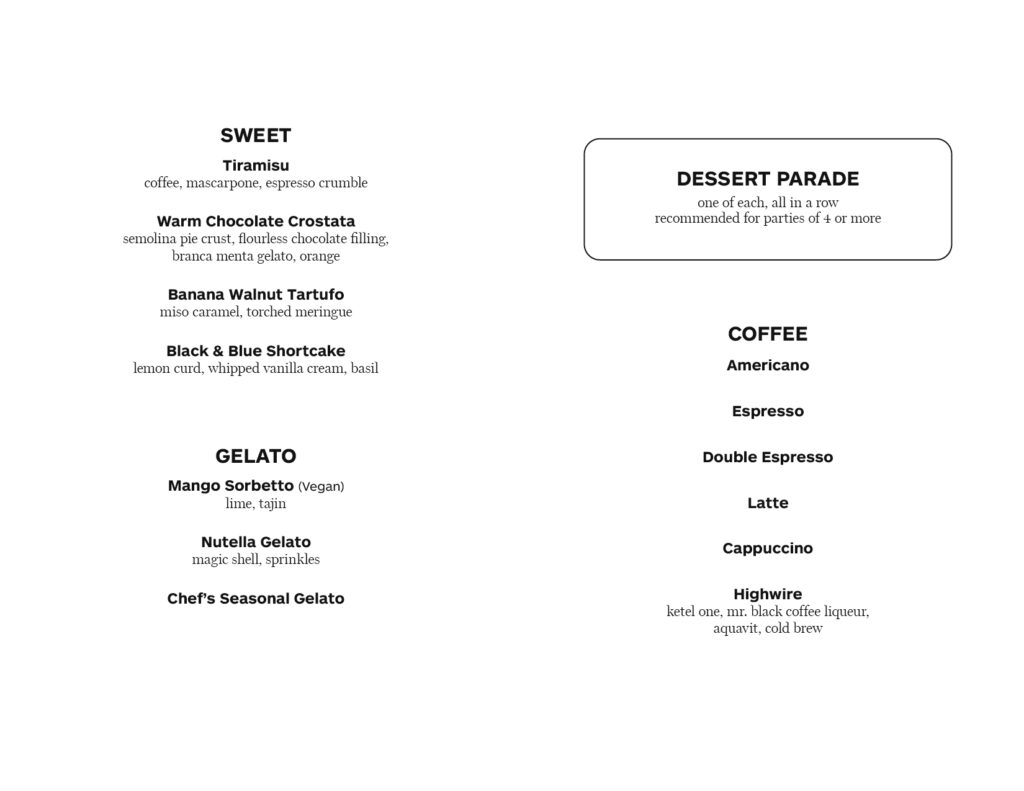 Superfrico Las Vegas Menus - Spiegelworld