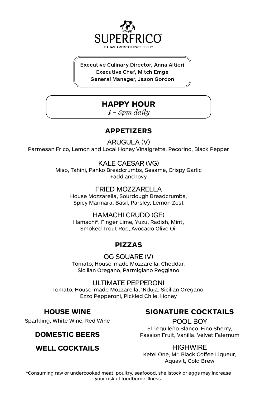 Superfrico Las Vegas Menus - Spiegelworld