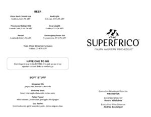 Superfrico Las Vegas Menus - Spiegelworld