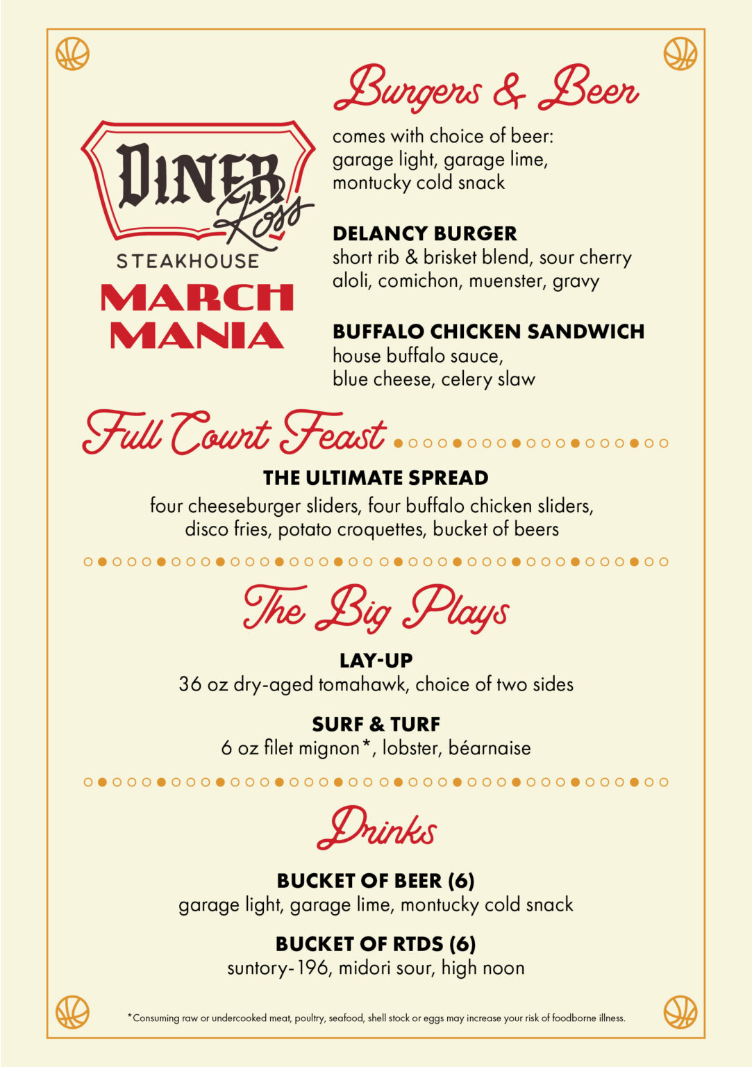 Diner Ross Menus - Spiegelworld