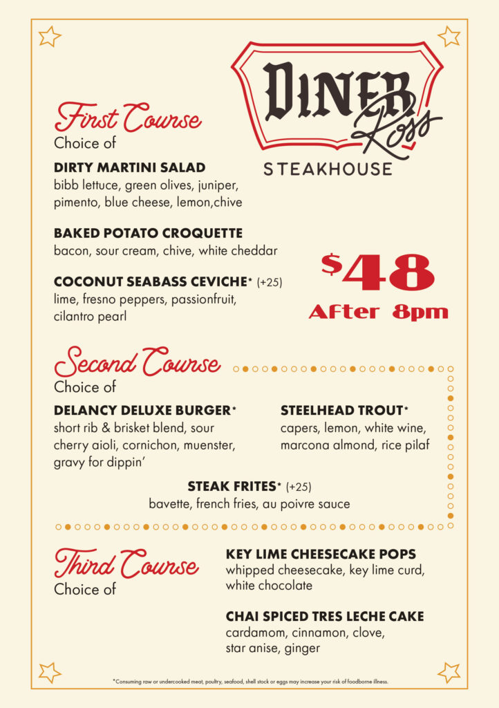 Diner Ross Menus - Spiegelworld