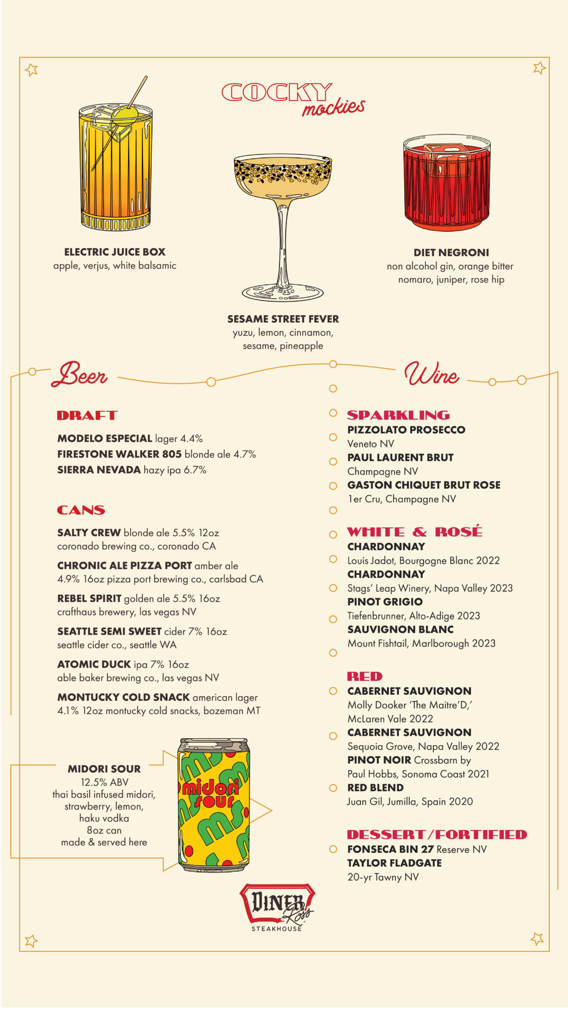 Diner Ross Menus - Spiegelworld