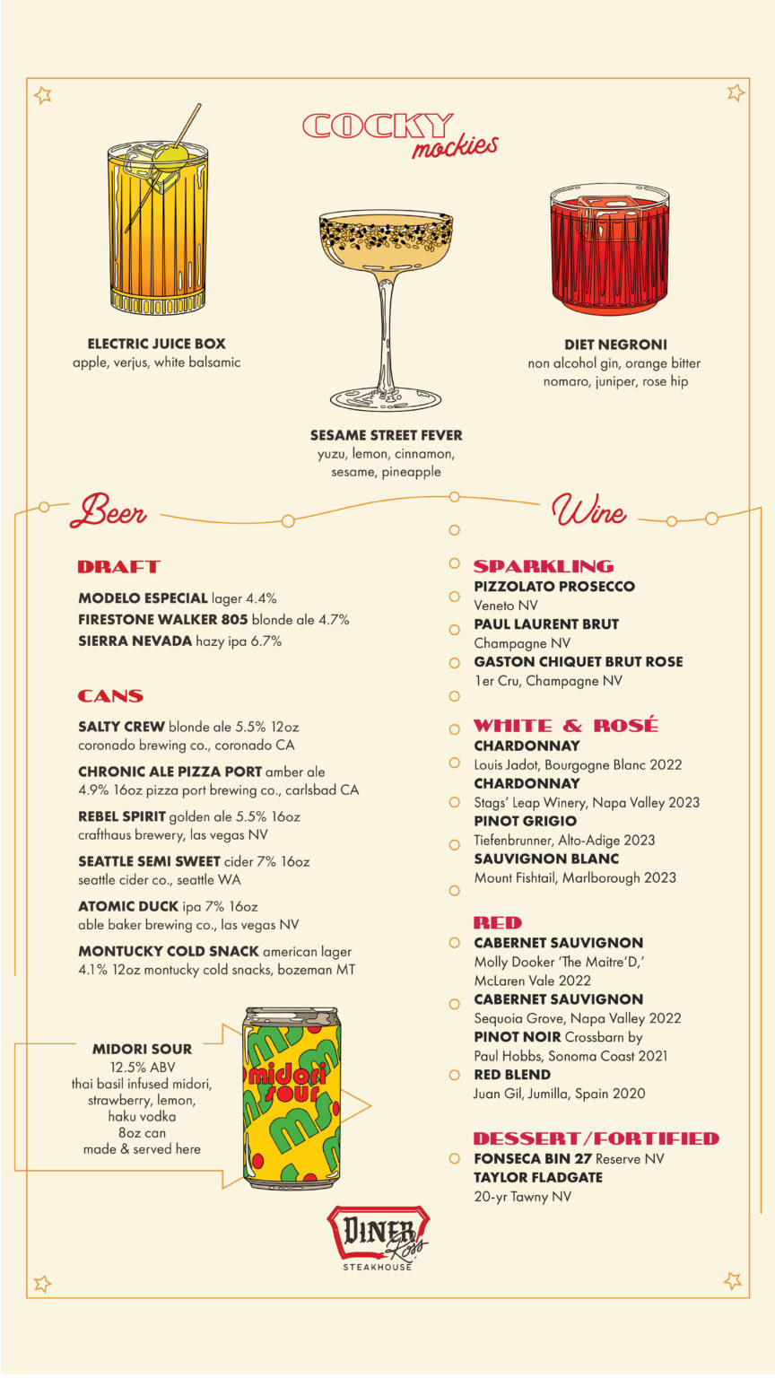 Diner Ross Menus - Spiegelworld