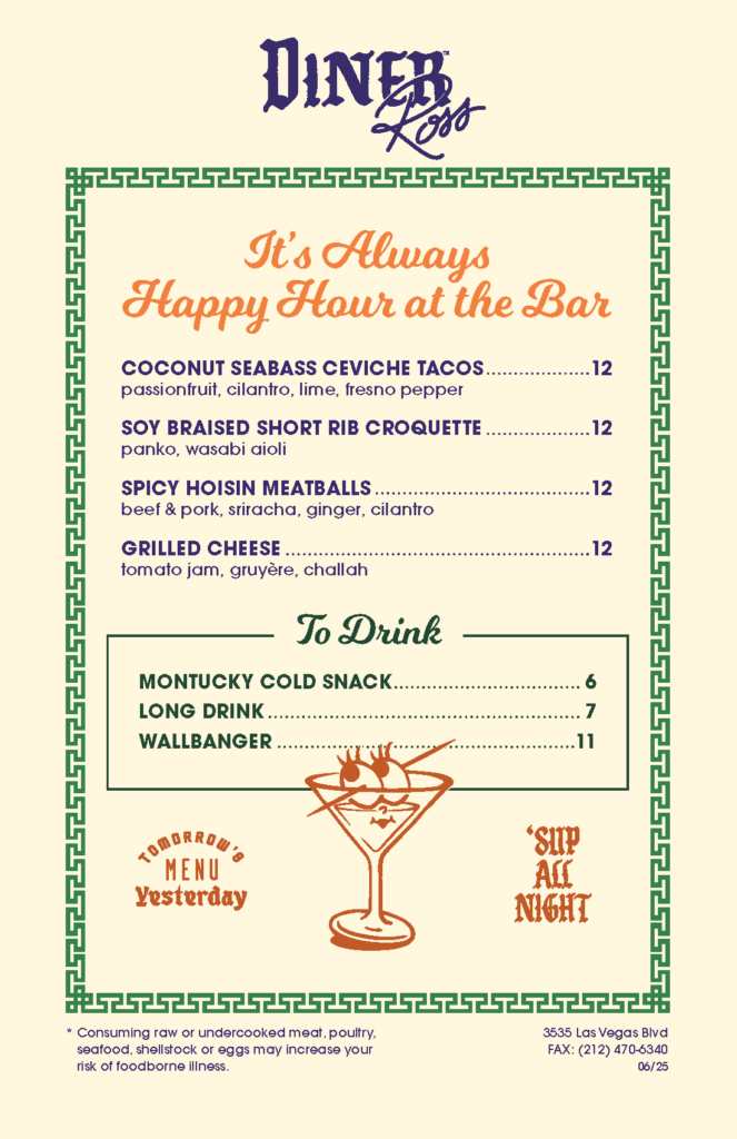 Diner Ross Menus - Spiegelworld