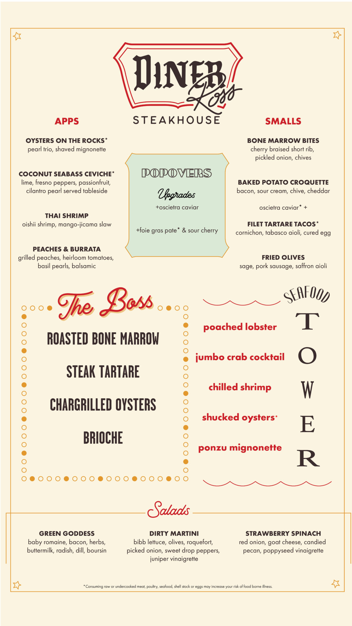 Diner Ross Menus - Spiegelworld