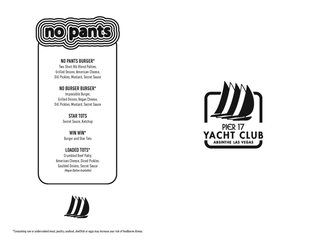 Pier 17 Yacht Club Menus - Spiegelworld