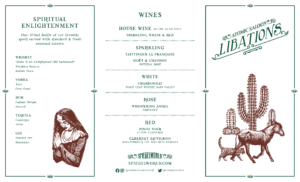 Atomic Saloon Show Menus - Spiegelworld