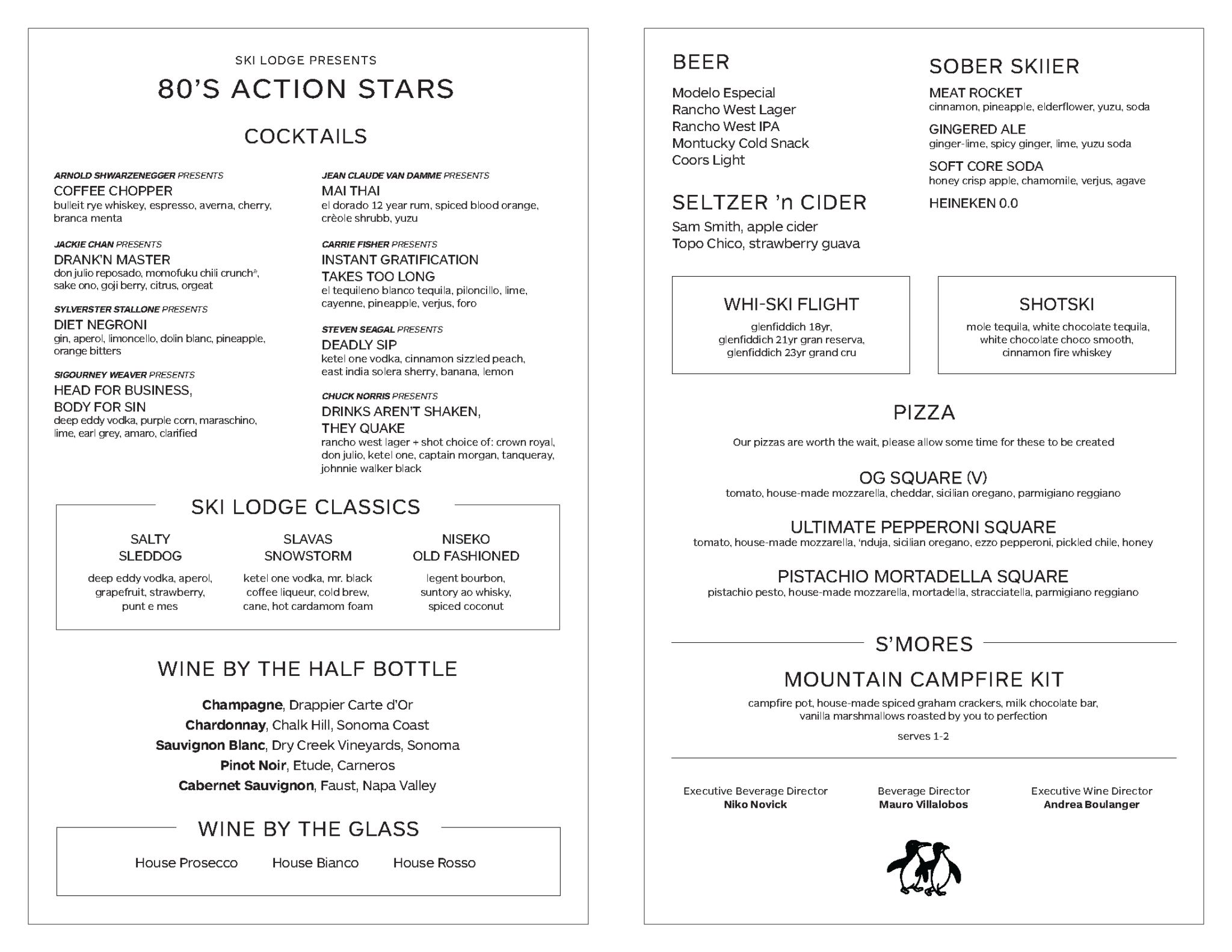 Ski Lodge Menus - Spiegelworld