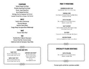 Pier 17 Yacht Club Menus - Spiegelworld