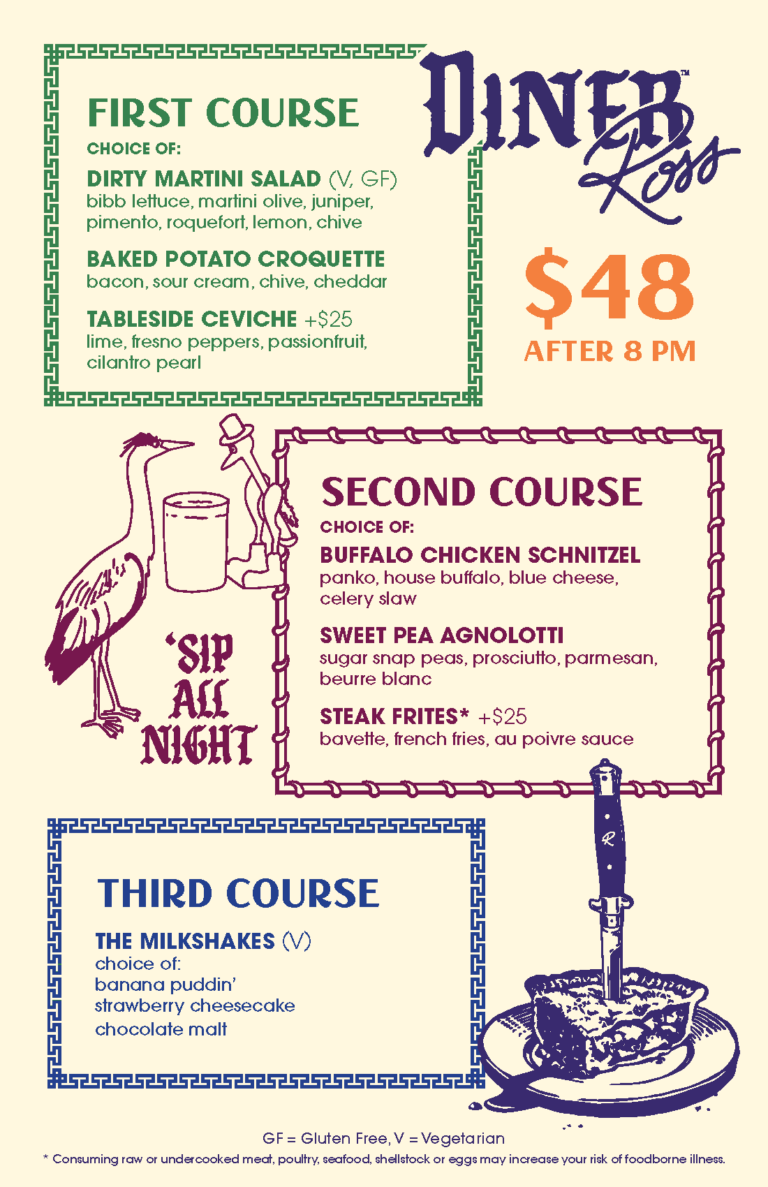 Diner Ross Menus - Spiegelworld