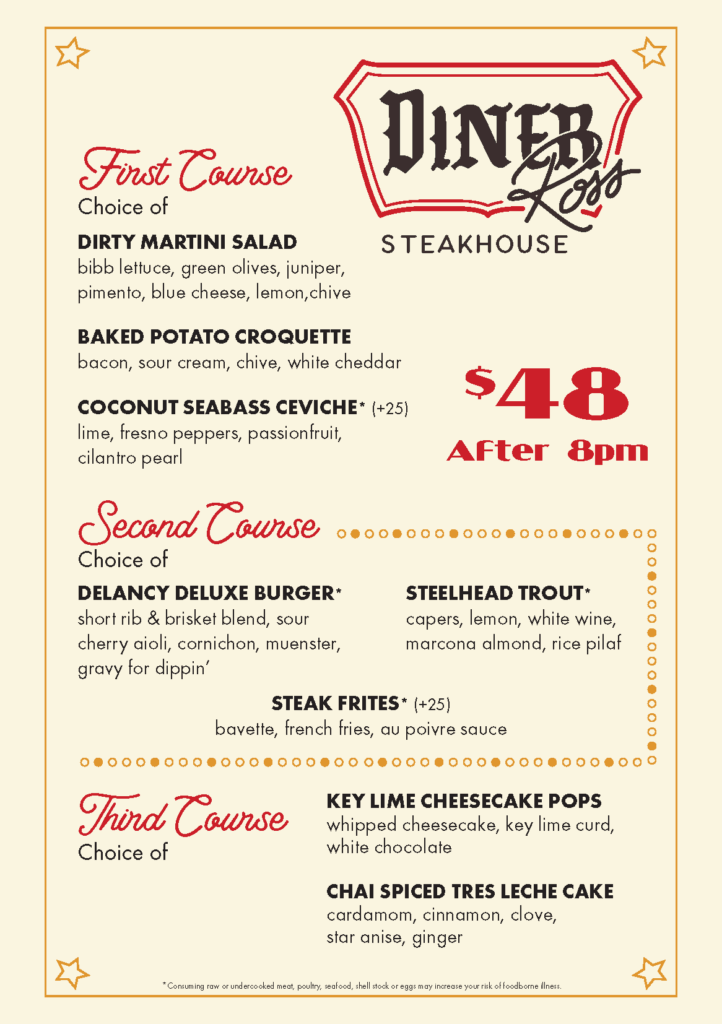 Diner Ross Menus - Spiegelworld