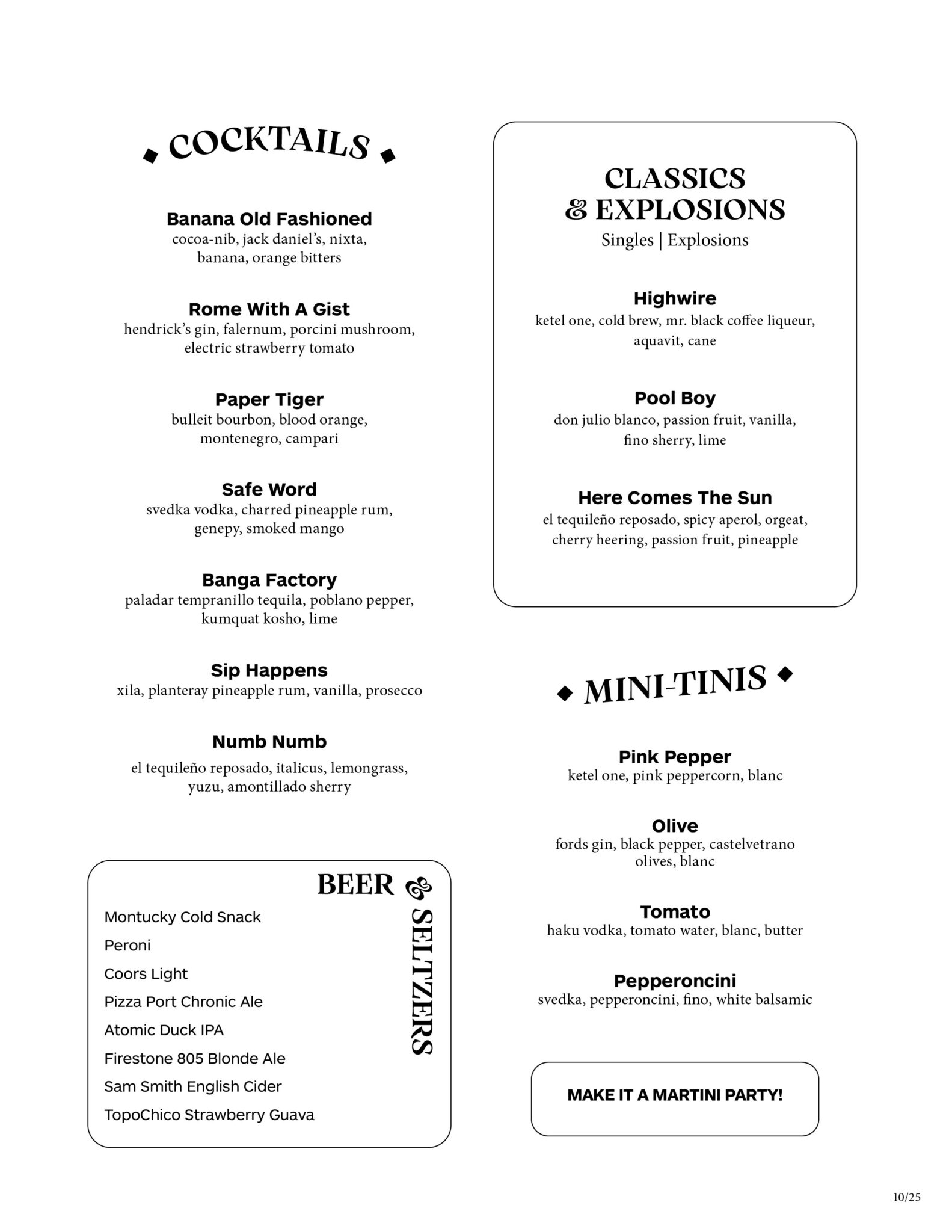 Superfrico Las Vegas Menus - Spiegelworld